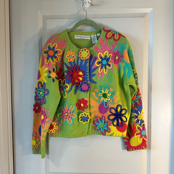 Michael Simon | Sweaters | Michael Simon Vintage 98s Crochet Multicolor ...